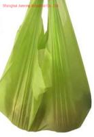 China 20X24 Eco Supermarket Poly Black Biodegradable T Shirt Bags For Packaging for sale