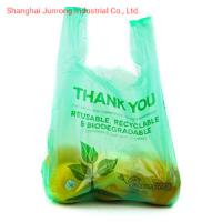 China Fold Supermarket T Shirt Strong Thick Plastic Compostable Grocery Bags With Handles for sale