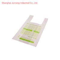 China Supermarket Thank You Vest Style Bioplastic Biodegradable T Shirt Bags for sale