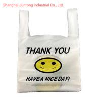 China Custom Printed Clear HDPE Supermarket Plastic T Shirt Compostable Dog Poop Bags With Handles for sale