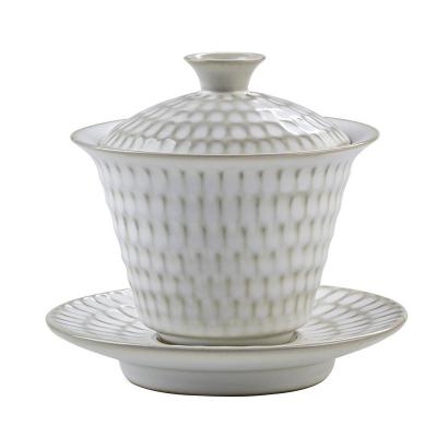 China White Porcelain Kungfu Tea Set Gaiwan with Lid and Tray Custom Logo 150ml Ceramic Tea Bowls for sale