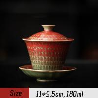 China Ceramic Opening Gaiwan Teaware Set Vintage Red Chinese Tea Cup 150ml for sale