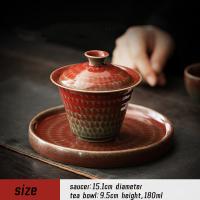 China Ceramic Opening Gaiwan Teaware Set Vintage Red Chinese Tea Cup 150ml for sale