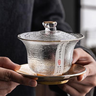 China Heat Resistant Glass Gongfu Sancai Tea Gaiwan with Saucer 200ml Chinese Traditional Tea Bowl Set for sale