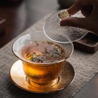 China Heat Resistant Glass Gongfu Sancai Tea Gaiwan with Saucer 200ml Chinese Traditional Tea Bowl Set for sale