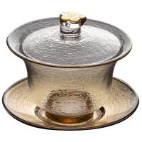 China Heat Resistant Glass Gongfu Sancai Tea Gaiwan with Saucer 200ml Chinese Traditional Tea Bowl Set for sale