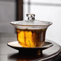 China Heat Resistant Glass Gongfu Sancai Tea Gaiwan with Saucer 200ml Chinese Traditional Tea Bowl Set for sale
