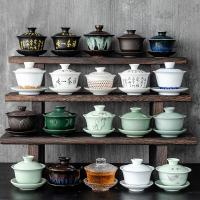 China Chinese Traditional Gaiwan Bone Kung Fu Tea Set Ceramic Tea Bowl 150ml Porcelain Cup for sale