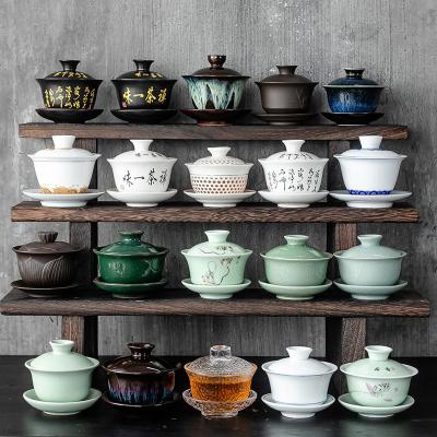 China Chinese Traditional Gaiwan Bone Kung Fu Tea Set Ceramic Tea Bowl 150ml Porcelain Cup for sale