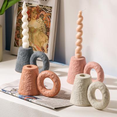 China Ceramic Candle Holder 2x14x8.3cm Retro Ins Style Decorative Home Ornament for sale