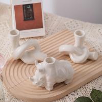 China Modern Ceramic Candlestick Candle Holder with Big Ring Handle Home Decoration 30 pcs MOQ for sale
