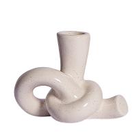 China Modern Ceramic Candlestick Candle Holder with Big Ring Handle Home Decoration 30 pcs MOQ for sale