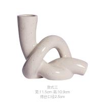 China Modern Ceramic Candlestick Candle Holder with Big Ring Handle Home Decoration 30 pcs MOQ for sale
