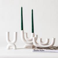 China Modern White Ceramic Candlestick Candle Holder Decorative Home Ornament Gift 10 Units MOQ for sale