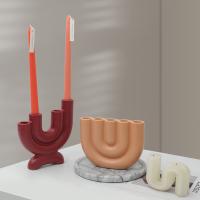 China Modern White Ceramic Candlestick Candle Holder Decorative Home Ornament Gift 10 Units MOQ for sale