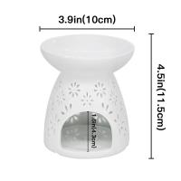 China White Glazed Ceramic Essential Oil Burner Tea Light Candle Holder 10x11.5cm for Home Decor for sale