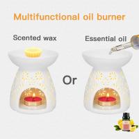 China White Glazed Ceramic Essential Oil Burner Tea Light Candle Holder 10x11.5cm for Home Decor for sale