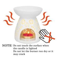 China White Glazed Ceramic Essential Oil Burner Tea Light Candle Holder 10x11.5cm for Home Decor for sale