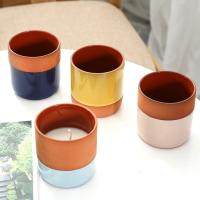 China Ceramic Candle Cup 360ml Scented Wax Jar Terracotta Candle Holder 8.5x9cm for sale