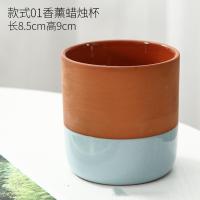 China Ceramic Candle Cup 360ml Scented Wax Jar Terracotta Candle Holder 8.5x9cm for sale