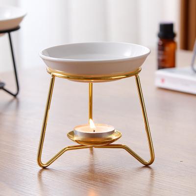 China Ceramic Essential Oil Burner Aromatherapy Stove Tealight Holder 10x10cm Scented Wax Melting Diffuser for sale