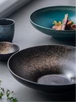 China Ceramic Pasta Bowl 25cm Irregular Shallow Plate for Salad Fruit Soup Creative Tableware for sale