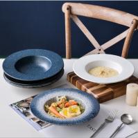 China Creative Art Relief Straw Hat Plate Japanese Ceramic Deep Plate 25.5cm for Pasta Salad for sale