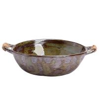 China Japanese Handmade Coarse Ceramic Steak Plate 19.5x15.5x5.3cm Durable Western Dinnerware for Pasta for sale