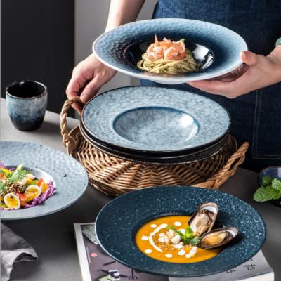 China Wholesale Fine Porcelain Straw Hat Plate 8 Inch Ceramic Dinnerware for Hotel Restaurant Salad Pasta for sale