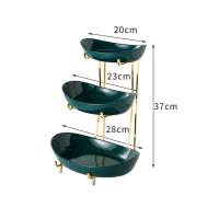 China Nordic 3 Tier Ceramic Candy Serving Plate Set with Metal Stand Fruit Basket 12 Sets for sale