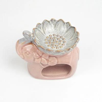 China Ceramic Elephant Aromatherapy Oil Burner 70ml Tea Light Candle Holder Wax Melt Warmer for sale