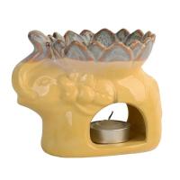 China Ceramic Elephant Aromatherapy Oil Burner 70ml Tea Light Candle Holder Wax Melt Warmer for sale