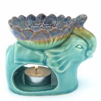 China Ceramic Elephant Aromatherapy Oil Burner 70ml Tea Light Candle Holder Wax Melt Warmer for sale