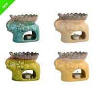 China Ceramic Elephant Aromatherapy Oil Burner 70ml Tea Light Candle Holder Wax Melt Warmer for sale
