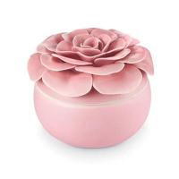 China Modern Nordic Ceramic Candle Jar with 3D Flower Lid 11.5x8.9cm 6.7oz for sale