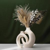 China Nordic Style Ceramic Vase Set 26.5cm Creative Home Hydroponic Dry Flower Vase Wholesale Black White Blue for sale
