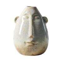 China Modern Ceramic Vase 15.5cm Retro Face Decor Living Room Soft Ornament for sale