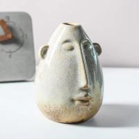 China Modern Ceramic Vase 15.5cm Retro Face Decor Living Room Soft Ornament for sale