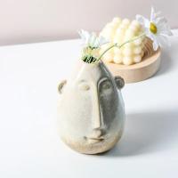 China Modern Ceramic Vase 15.5cm Retro Face Decor Living Room Soft Ornament for sale