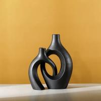 China Modern Ceramic Vase Set 17.3x28.3cm for Home Decor Nordic Dried Flowers Pampas Grass Pot for sale