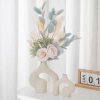 China European Ceramic Plain Burned Vase Set 26x25x19cm Modern Hydroponic Dried Flower Insert Home Decoration Gift for sale