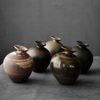 China Japanese Antique Zen Ceramic Flower Vase 12x6.2x14cm Modern Home Decor with 5 Color Options for sale