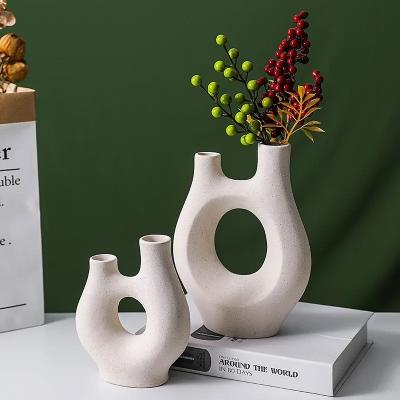 China Nordic Ceramic Vase 14.4x17.3cm Frosted Metal Spots Dried Flower Hydroponic Home Decoration for sale