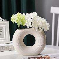 China Creative Nordic Ceramic Flower Vase 21x5x23.5cm Frosted Matt White Hydroponic Home Decoration for sale
