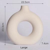 China Modern Ceramic Donut Vase Set 3 Sizes 21.5cm 15cm for Dried Flower Home Decoration for sale