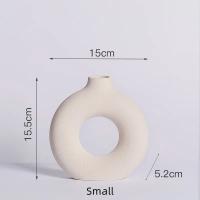 China Modern Ceramic Donut Vase Set 3 Sizes 21.5cm 15cm for Dried Flower Home Decoration for sale