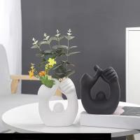 China Nordic Ceramic Thumb Up Dried Flower Vase 13.2cm Modern Home Desktop Decor for sale