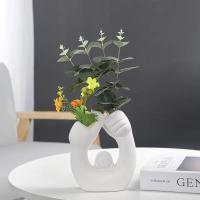 China Nordic Ceramic Thumb Up Dried Flower Vase 13.2cm Modern Home Desktop Decor for sale