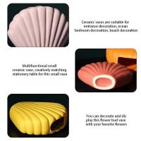 China Nordic Ceramic Shell Vase Minimalist Home Decor 20x11.5x25 cm Matt Glaze for sale