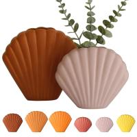 China Nordic Ceramic Shell Vase Minimalist Home Decor 20x11.5x25 cm Matt Glaze for sale